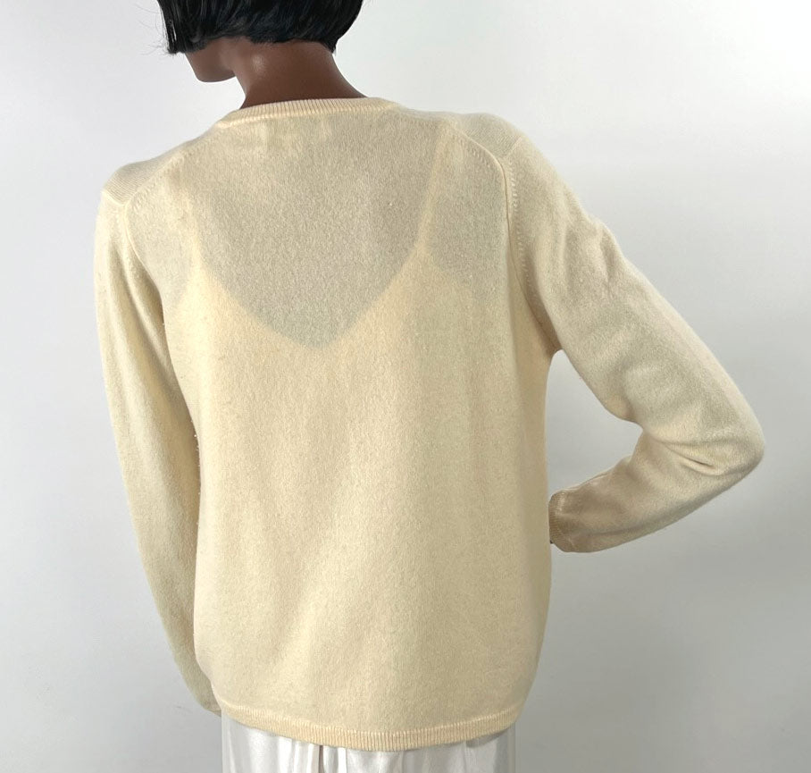50s Cashmere Cardigan Women's Sweater 60s Vintage Intarsia Leather Pla ...